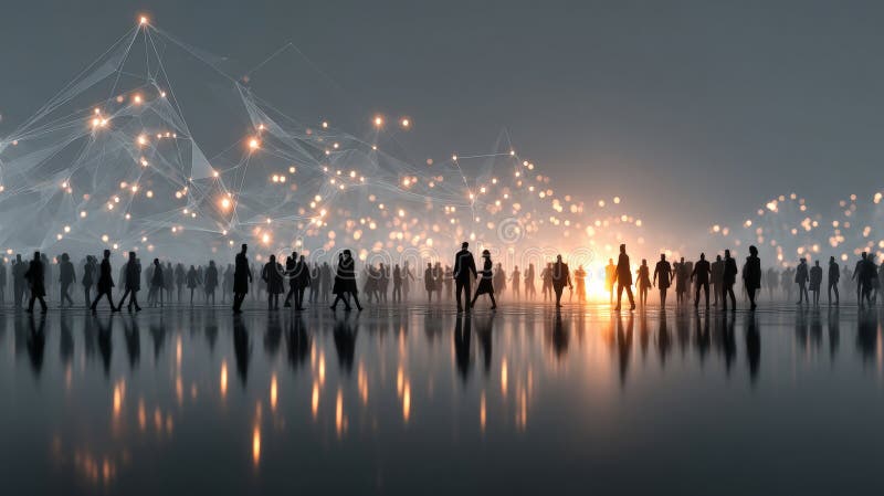 A Dynamic Visual Representation of a Large Crowd Interlinked by Glowing ...