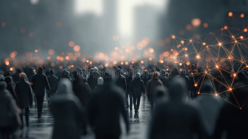 A Dynamic Visual Representation of a Large Crowd Interlinked by Glowing ...