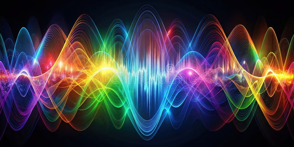 A Dynamic Visual Representation of Sound Waves Abstract Colorful Design ...