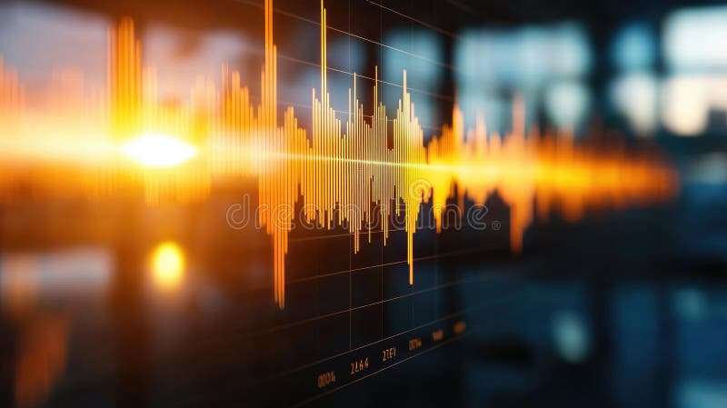 A Dynamic Visual Representation of Sound Waves Against a Warm Sunset ...