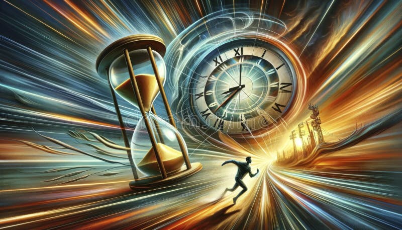Dynamic Visual of Time Constraints with Hourglass and Clock Stock Photo ...