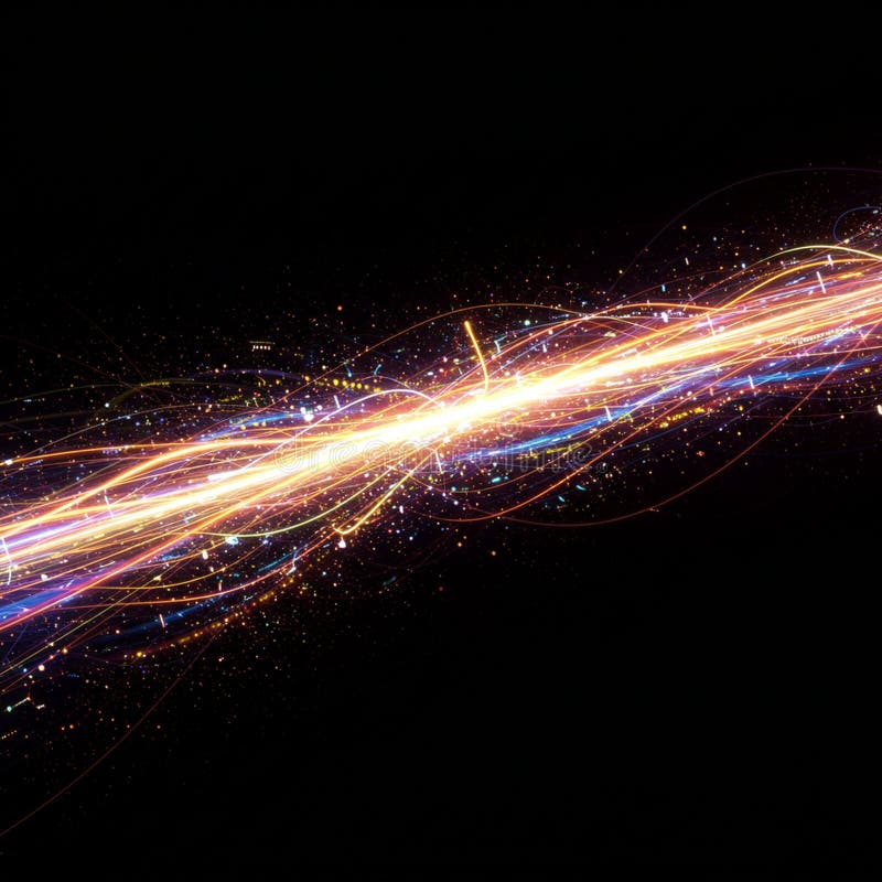 A Dynamic Visual of Vibrant Light Trails Streaking Across a Dark ...