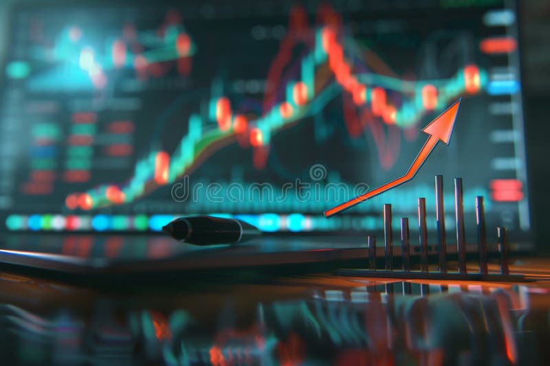 Dynamic Visualization of Business Growth Bar Graph and Laptop ...