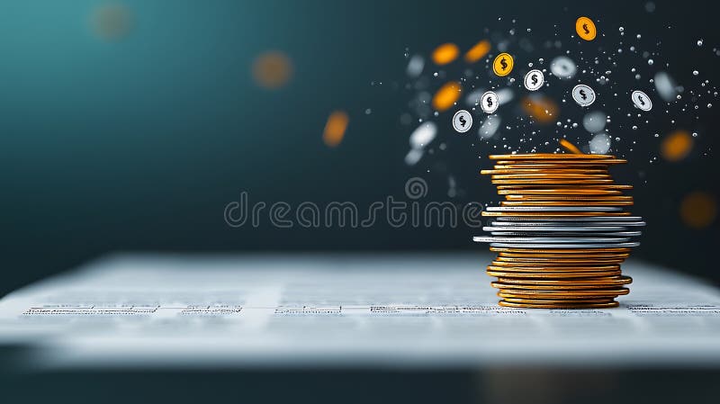 Dynamic Visualization of Currency Piling Up with Floating Coins Against ...