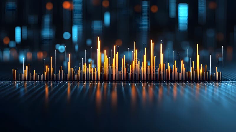 Dynamic Visualization of Data Metrics in a Blue and Orange Gradient ...
