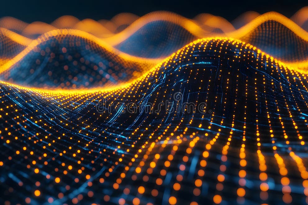 Futuristic Digital Landscape with Glowing Data Waves for Technology ...