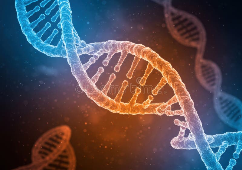 Dynamic Visualization of Dna Helix with Blue and Orange Lighting ...