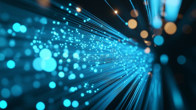 Dynamic Visualization of Fiber Optic Cables with Blue and Orange Light ...