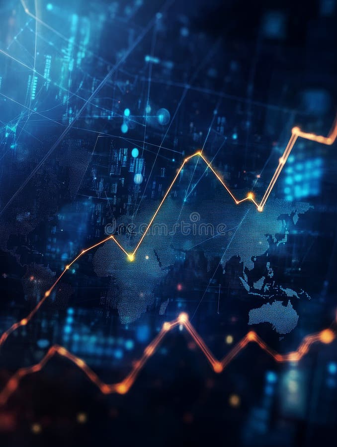 Dynamic Visualization of Global Business Growth Trends Features Glowing ...