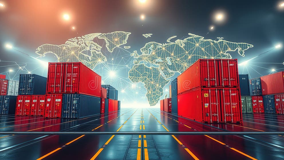 A Dynamic Visualization of Global Logistics Modern Shipping Containers ...