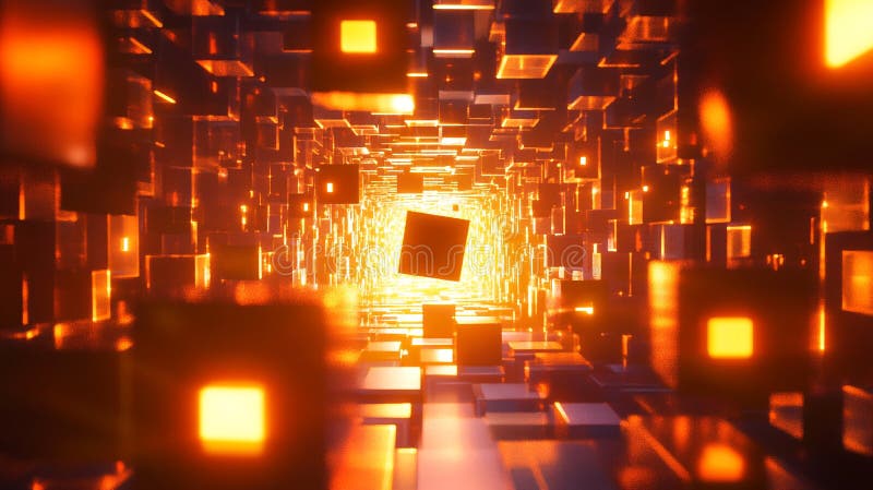 Dynamic Visualization of Glowing Cubes in a Digital Tunnel Space ...