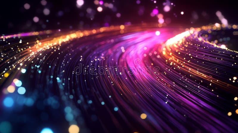 Dynamic Visualization of Glowing Optical Fiber Cables Intertwined ...