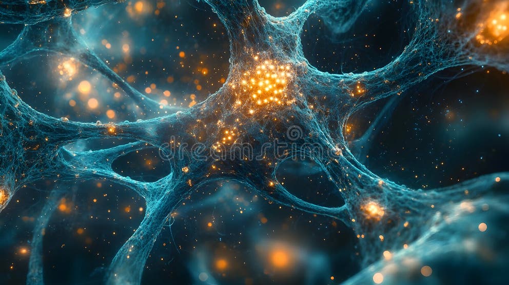 Dynamic Visualization Of A Neural Network Structure With Glowing Nodes And Interconnected