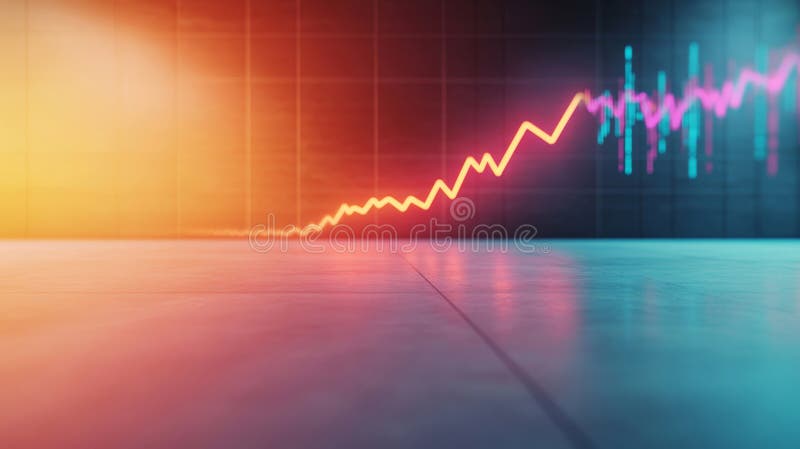 Dynamic Visualization Showcasing Business Growth through a Neon-lit ...