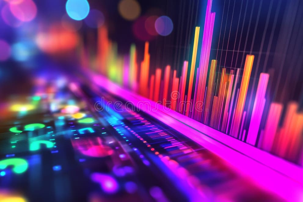 Dynamic Visualization of Sound Waves in Vibrant Neon Colors for a Tech ...