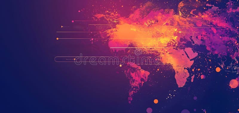 Dynamic Visualization of a World Map with Vibrant Colors Stock ...