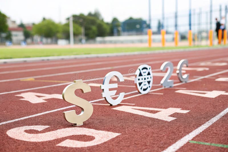 Currencies Symbols on Running Trace Start. Money Concept Stock ...