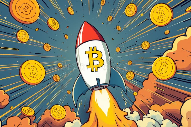 Bitcoin Rocket Launching To the Crypto Moon AI Generated Image. Stock ...