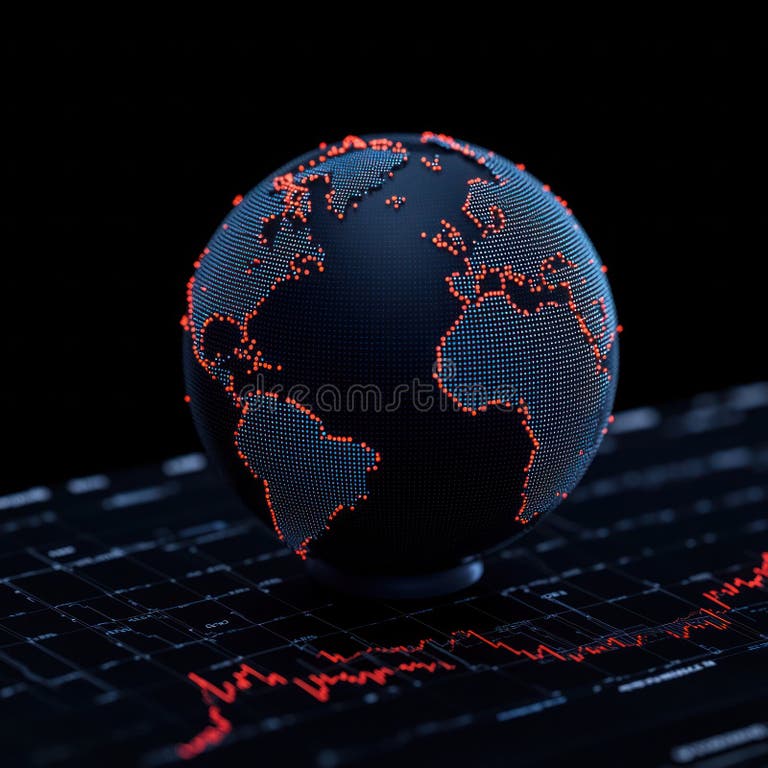 Global Stock Market Graph with Bar Chart and Globe Network Connection ...