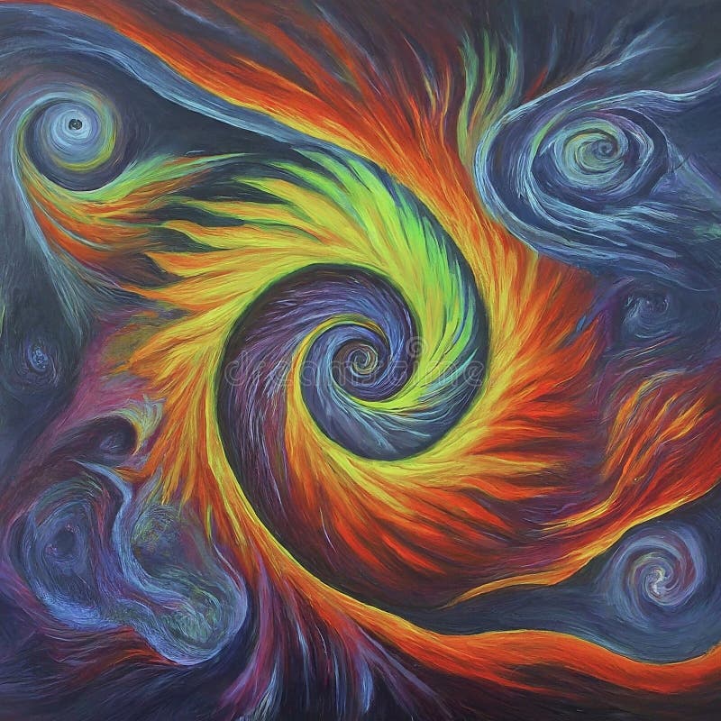 Dynamic Vortex Painting with Cosmic Elements Stock Illustration ...