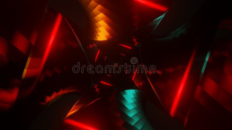 Dynamic VJ Loop Showcasing a Sci-fi Infinite Tunnel Illuminated by a ...