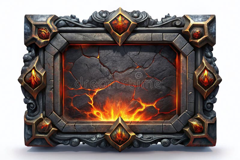 Dynamic Volcanic UI Game Frame Immersive Magma Loading Bar and Rock ...