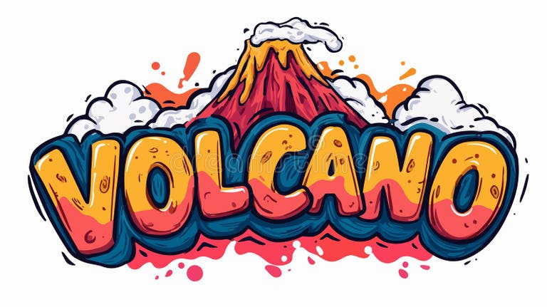 Dynamic Volcano Cartoon Lettering Logo Design Vector for Creative ...