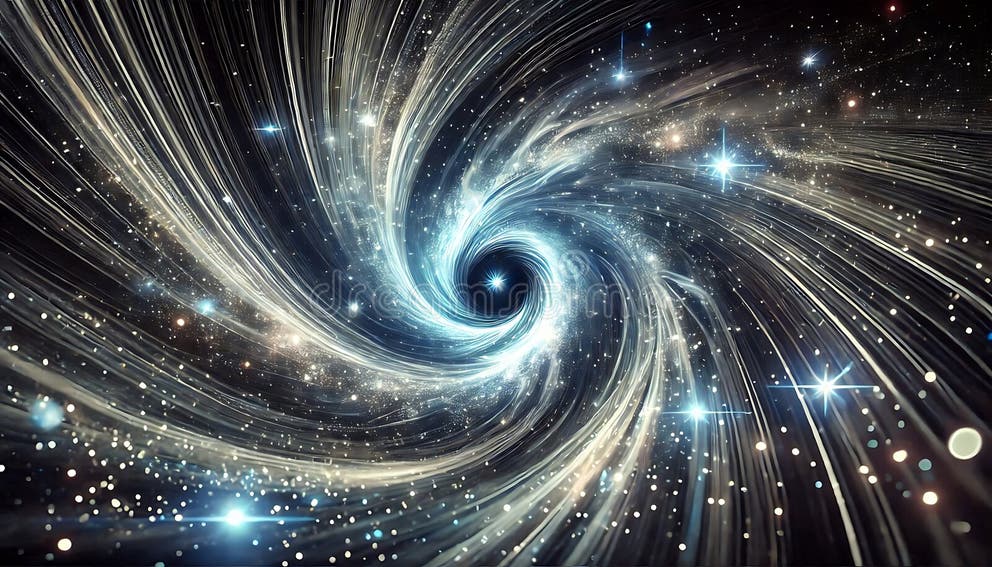 Dynamic Vortex of Glowing Stardust in Cosmic Blue and Silver Tones ...