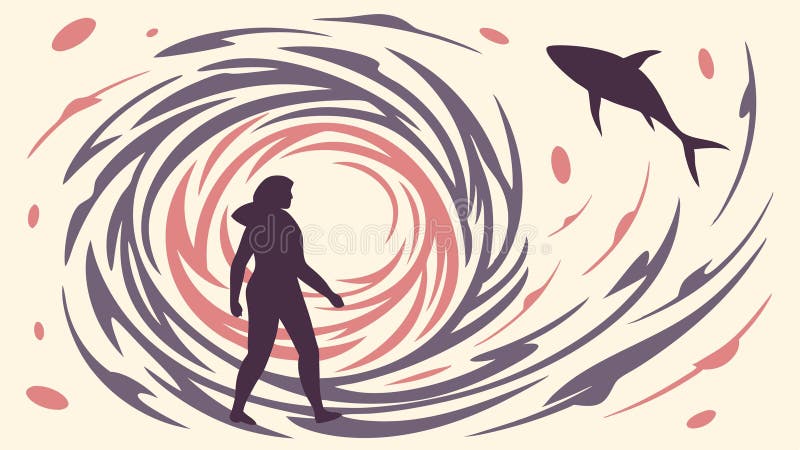 Dynamic Vortex with Person and Shark, Symbolizing Challenge or Danger ...