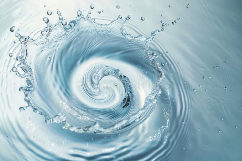 Spiral Vortex Water Splash. Water Droplets Against a Light Background ...