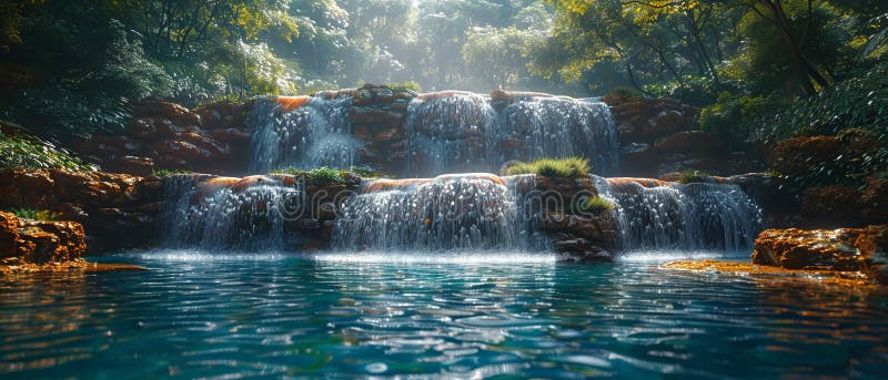 Dynamic Wallpapers with Cascading Waterfalls Stock Photo - Image of ...