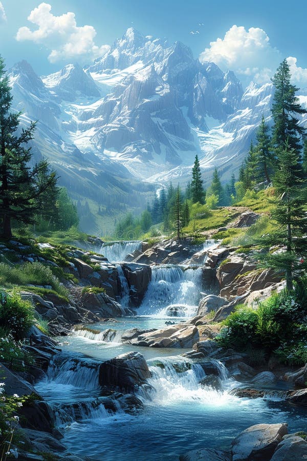 Dynamic Wallpapers with Cascading Waterfalls Stock Photo - Image of ...