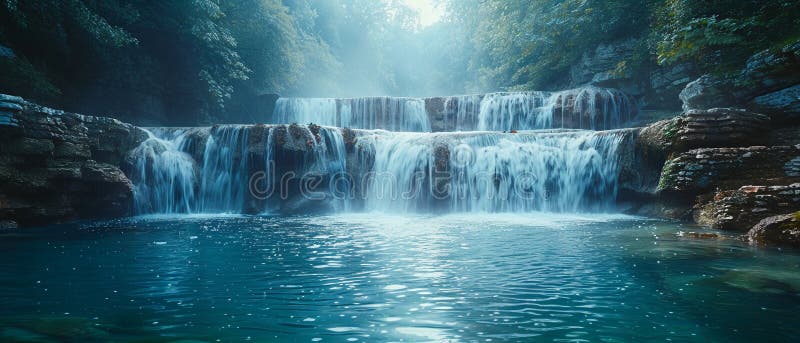 Dynamic Wallpapers with Cascading Waterfalls Stock Image - Image of ...