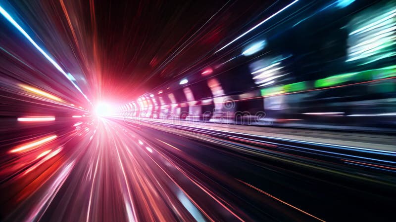 A Dynamic Warp Speed Effect Featuring Streaks of Light in Blue and ...