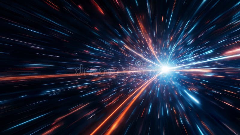 A Dynamic Warp Speed Effect Featuring Streaks of Light in Blue and ...