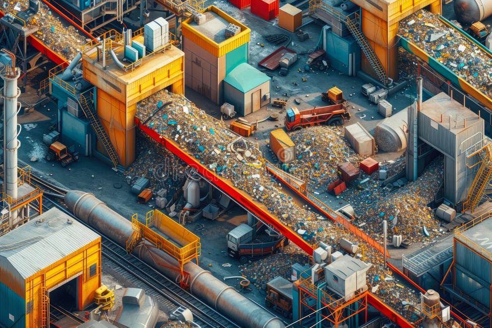 Dynamic Waste Sorting System in Full Operation. Stock Illustration ...