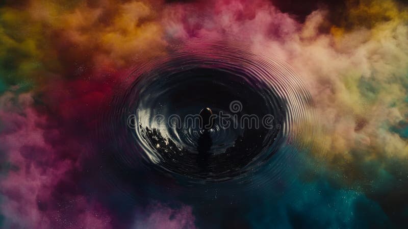 Dynamic Water Drop Splashing Onto a Colorful Liquid Surface Stock Image ...