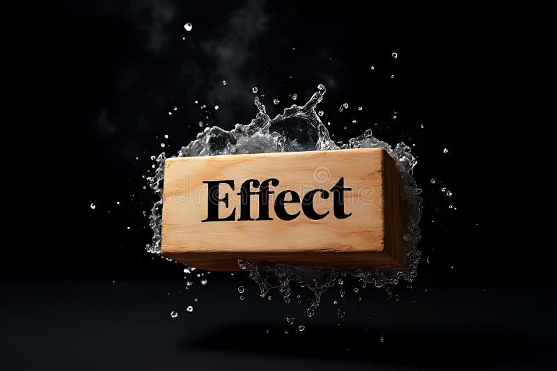 Dynamic Water Effect Splashing on Text Block Black Background Artistic ...