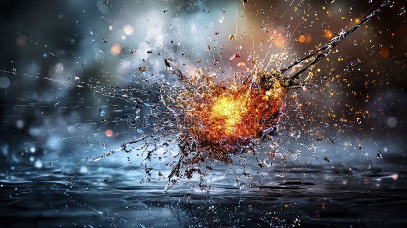 Dynamic Water Explosion Urban Setting Abstract Art Vibrant Colors Close-up View Breaking Silence ...
