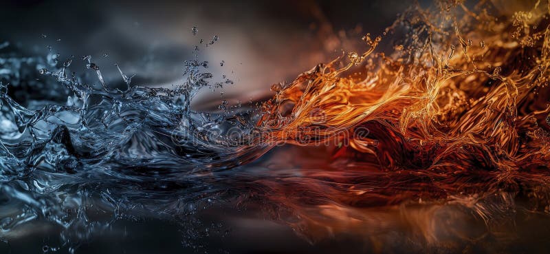 Dynamic Water and Flowing Flames an Ethereal Visual Symphony of ...