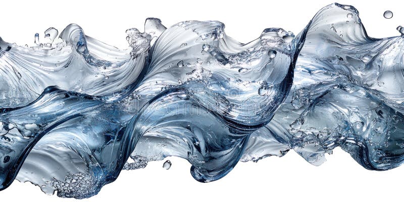 Dynamic Water Motion with Splashing Waves Isolated on Transparent ...