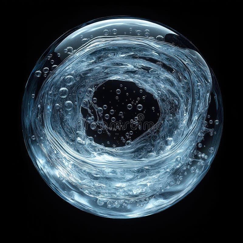 Dynamic Water Orb with Swirling Motion. Fluid Design in Round Shape ...