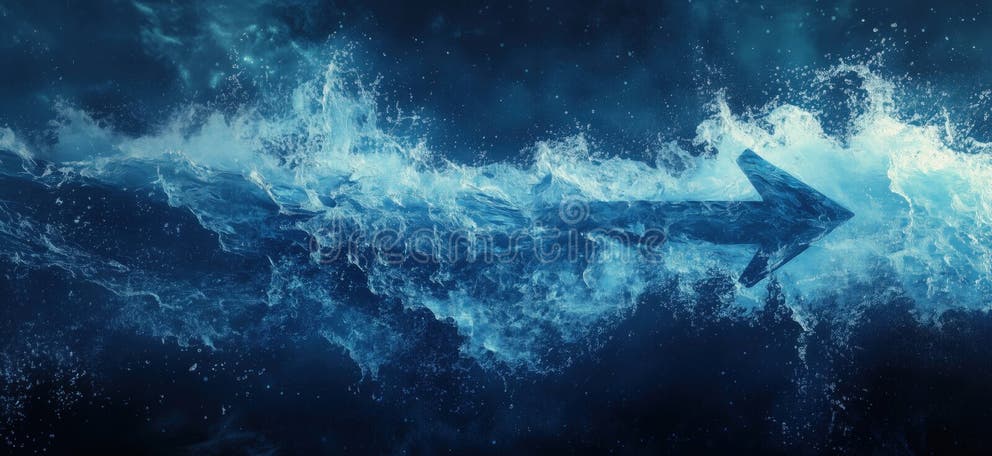 Dynamic Water Splash with Arrow Symbolizing Movement and Direction in ...