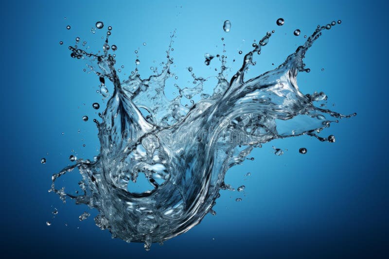 Dynamic Water Splash on Blue Background Stock Image - Image of droplet ...