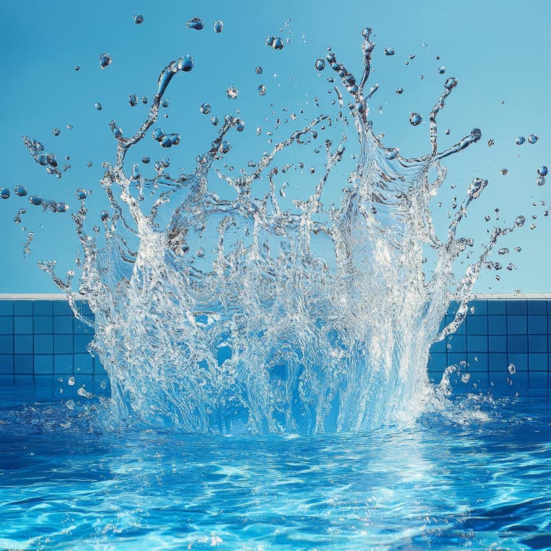 Dynamic Water Splash Blue Pool Highlighting Fluid Motion Vibrant Energy ...