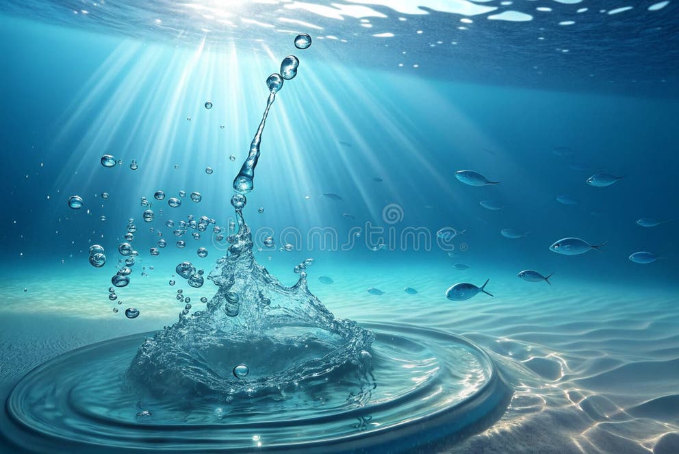 Dynamic Water Splash, Bubbles, Ripples, Underwater Light Rays and Tranquil Ocean Views ...