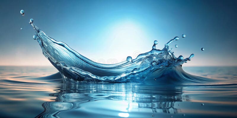 Dynamic Water Splash on Calm Surface at Dawn. Generative AI Stock ...