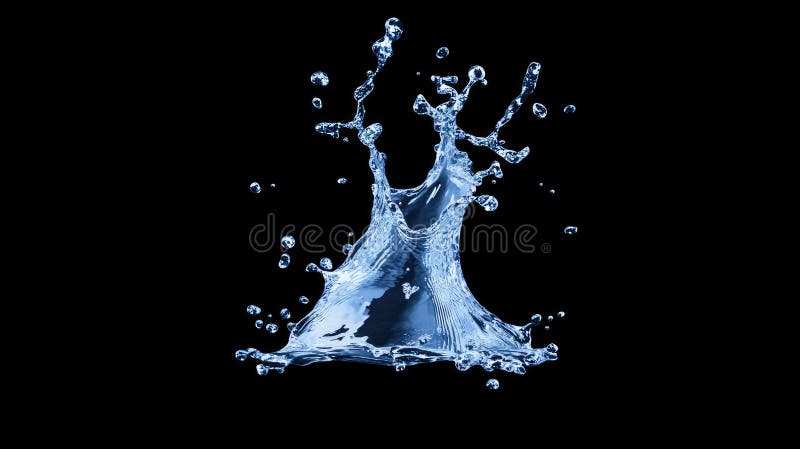 Dynamic Water Splash Captured on a Black Background Highlighting Fluid ...