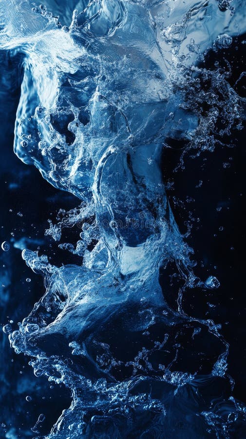 A Dynamic Water Splash Captured on a Deep Blue Background, Inviting ...