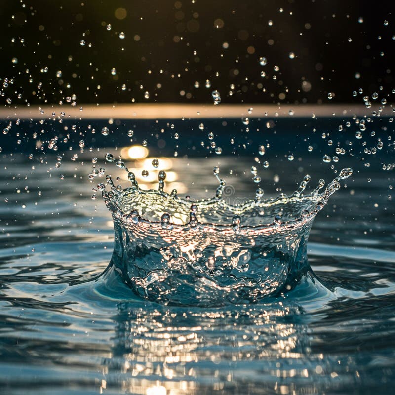 A Dynamic Water Splash Captured Mid-action, with Droplets Scattering in ...